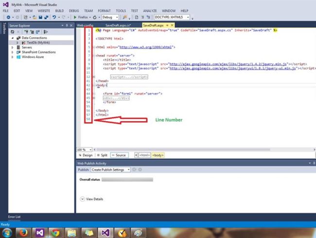 Display The Line Numbers In The Visual Studio Editor